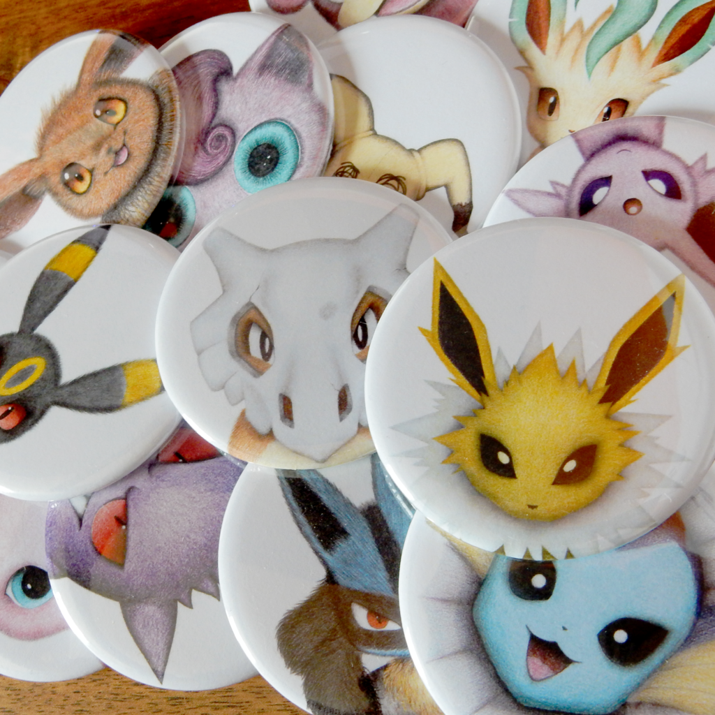 Pokémon - Magnets 5,6cm, portrait réaliste par Jessy Megan